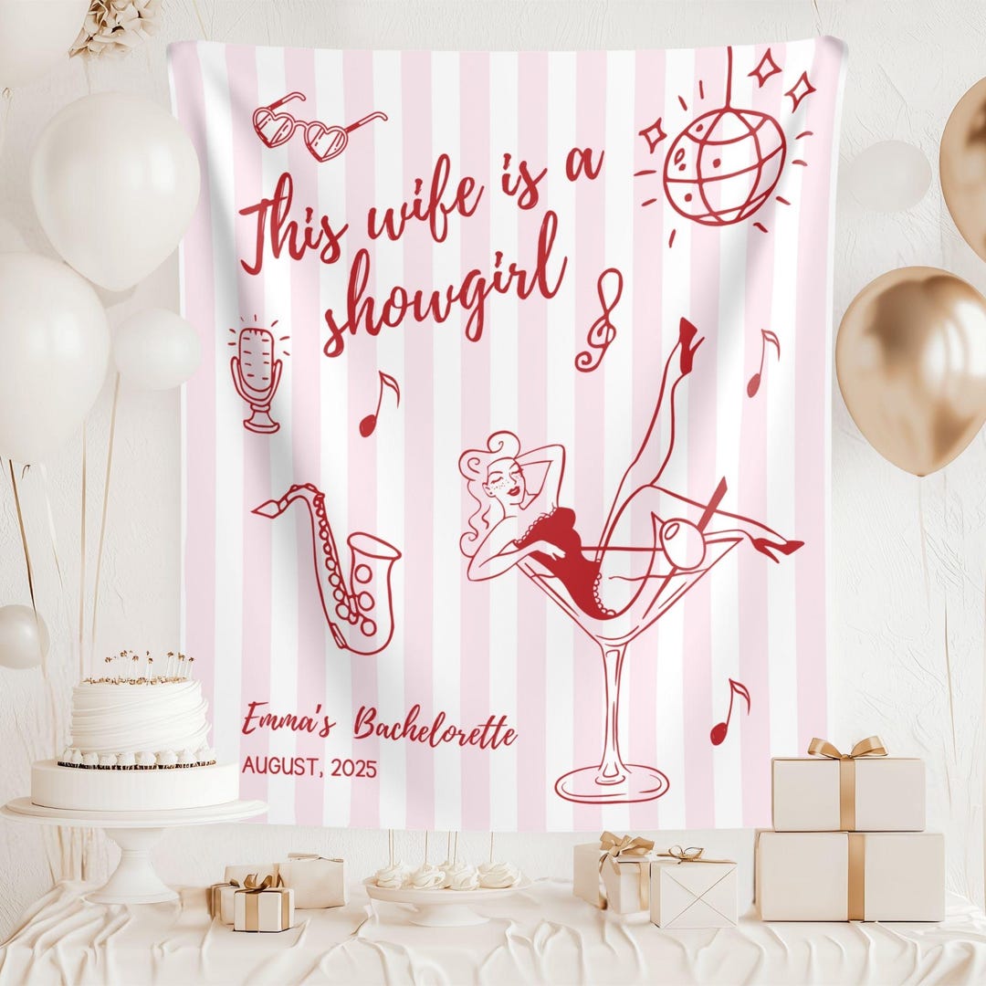 This Wife is a Showgirl, Showgirl Bachelorette Party Tapestry Banner ...