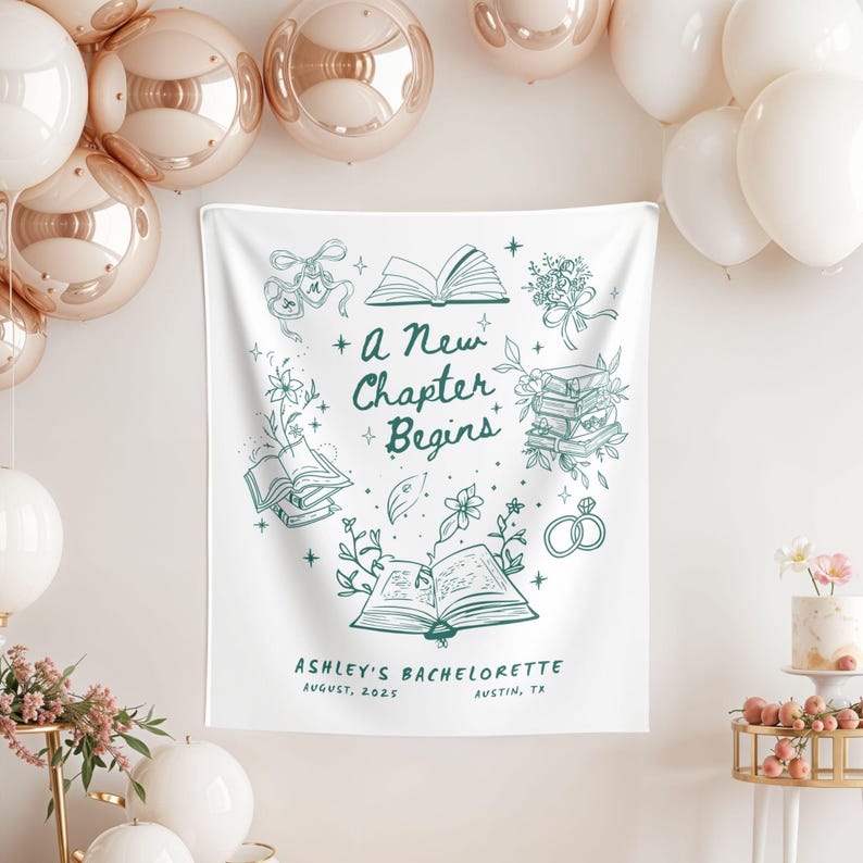 A New Chapter Begins Bachelorette Party Banner, Storybook Bridal Shower ...
