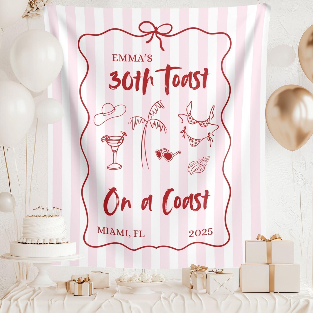 30th Birthday Tapestry Banner: Toast on a Coast Party Decor - Etsy