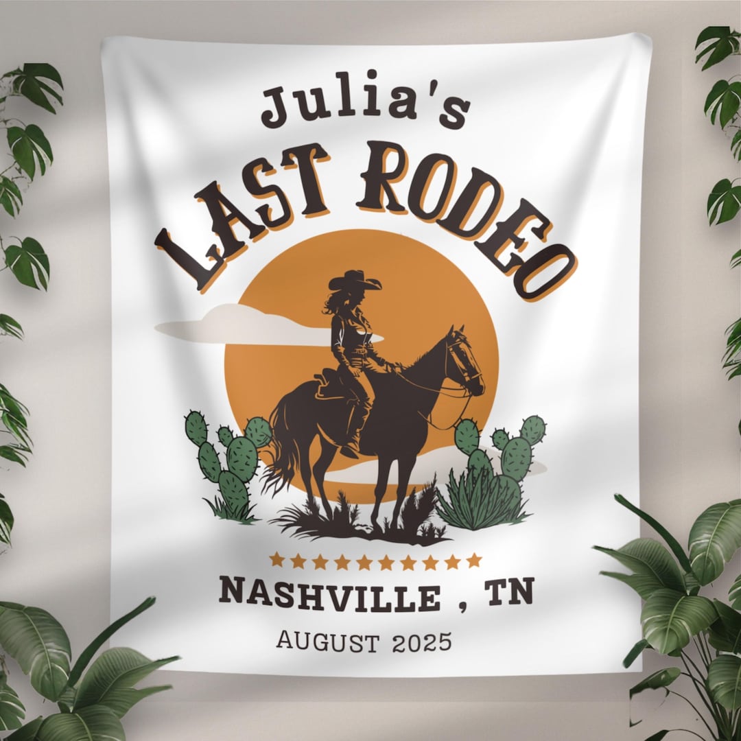 Western Bachelorette Backdrop, Last Rodeo Bachelorette Party Decor Sign ...