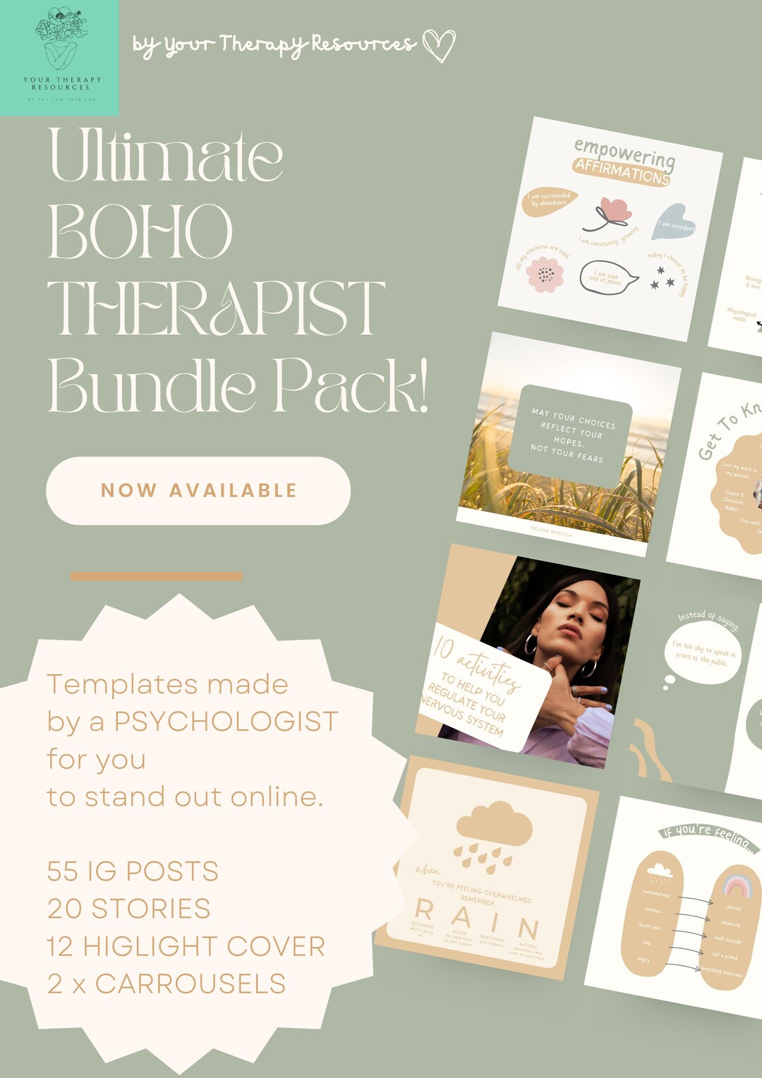 Ultimate BOHO PSYCHOLOGIST Social Media Bundle, Mental Health ...