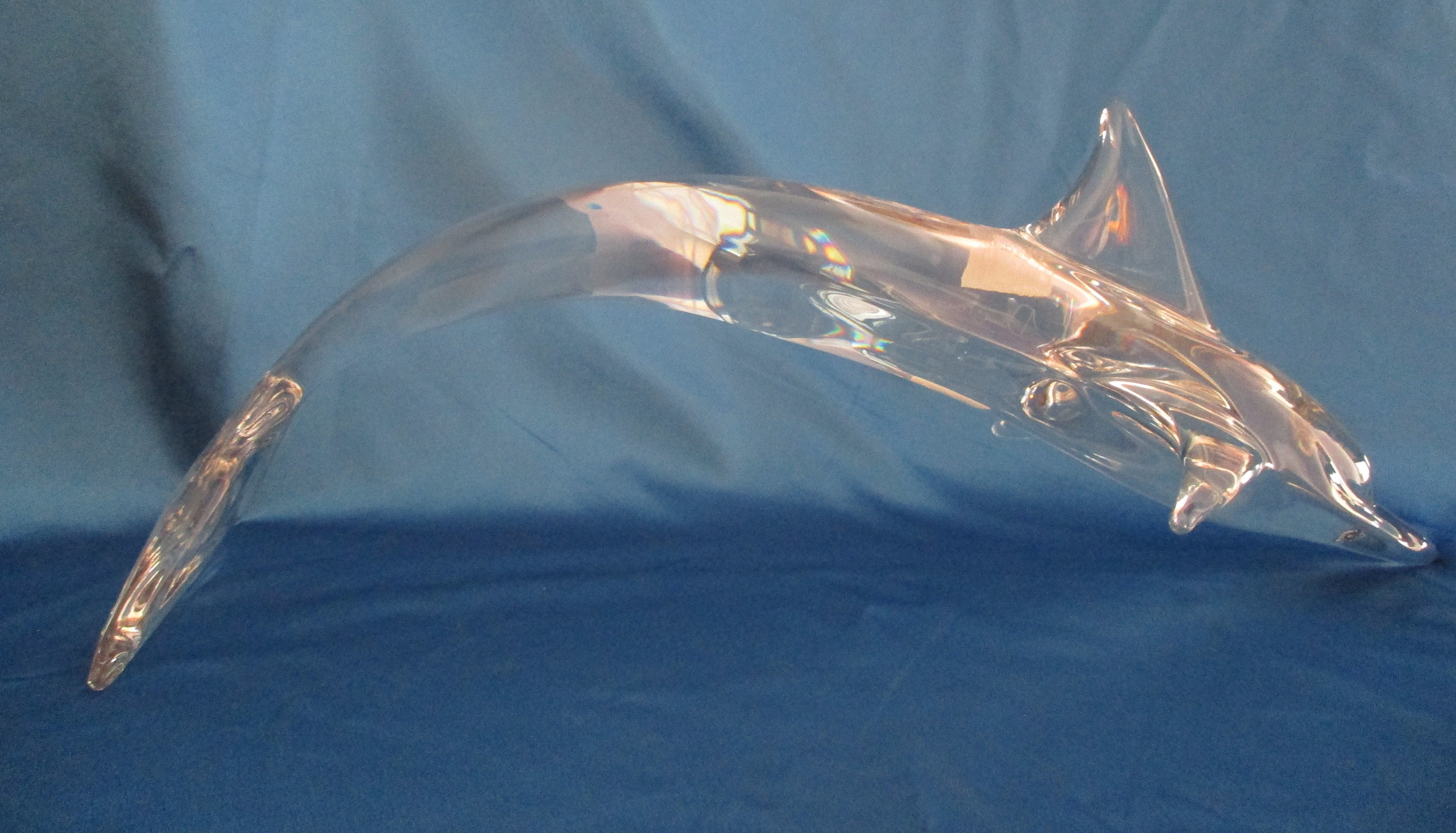 Daum France Crystal Clear Art Glass Jumping Dolphin Figurine Sculpture ...