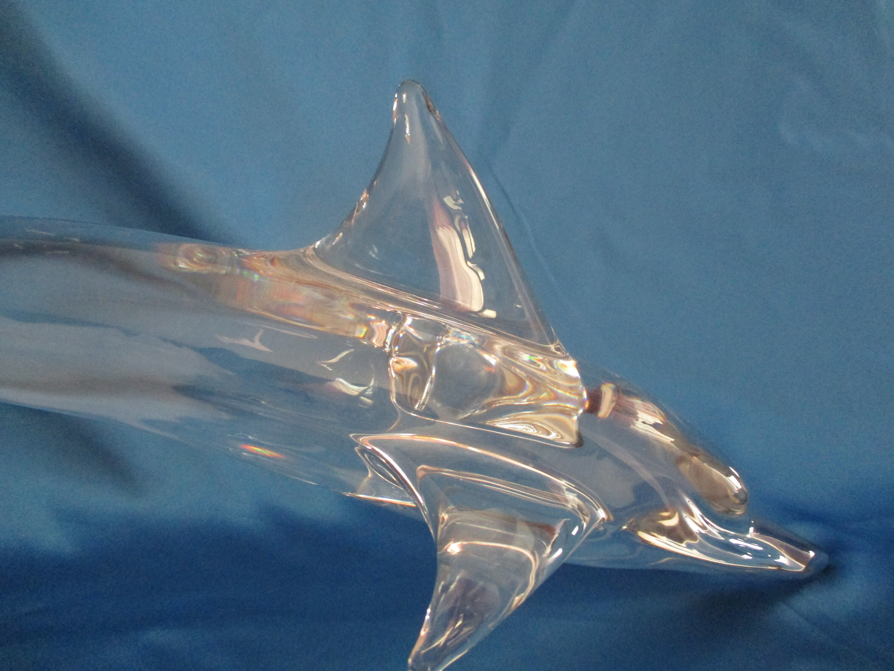 Daum France Crystal Clear Art Glass Jumping Dolphin Figurine Sculpture ...