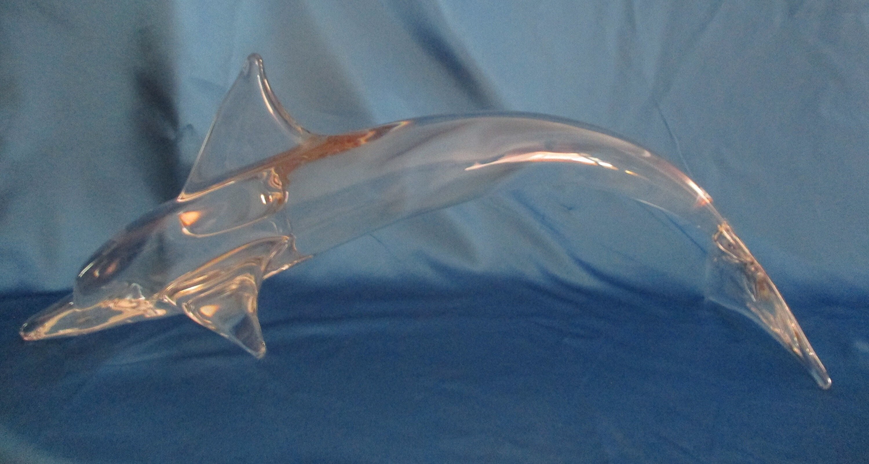 Daum France Crystal Clear Art Glass Jumping Dolphin Figurine Sculpture ...
