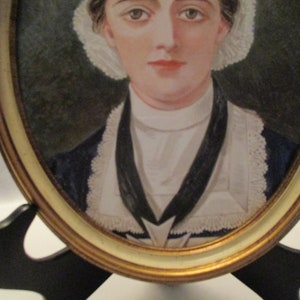 Hand Painted Irish Nurse's Portrait on Porcelain 19th Century Ruffled ...