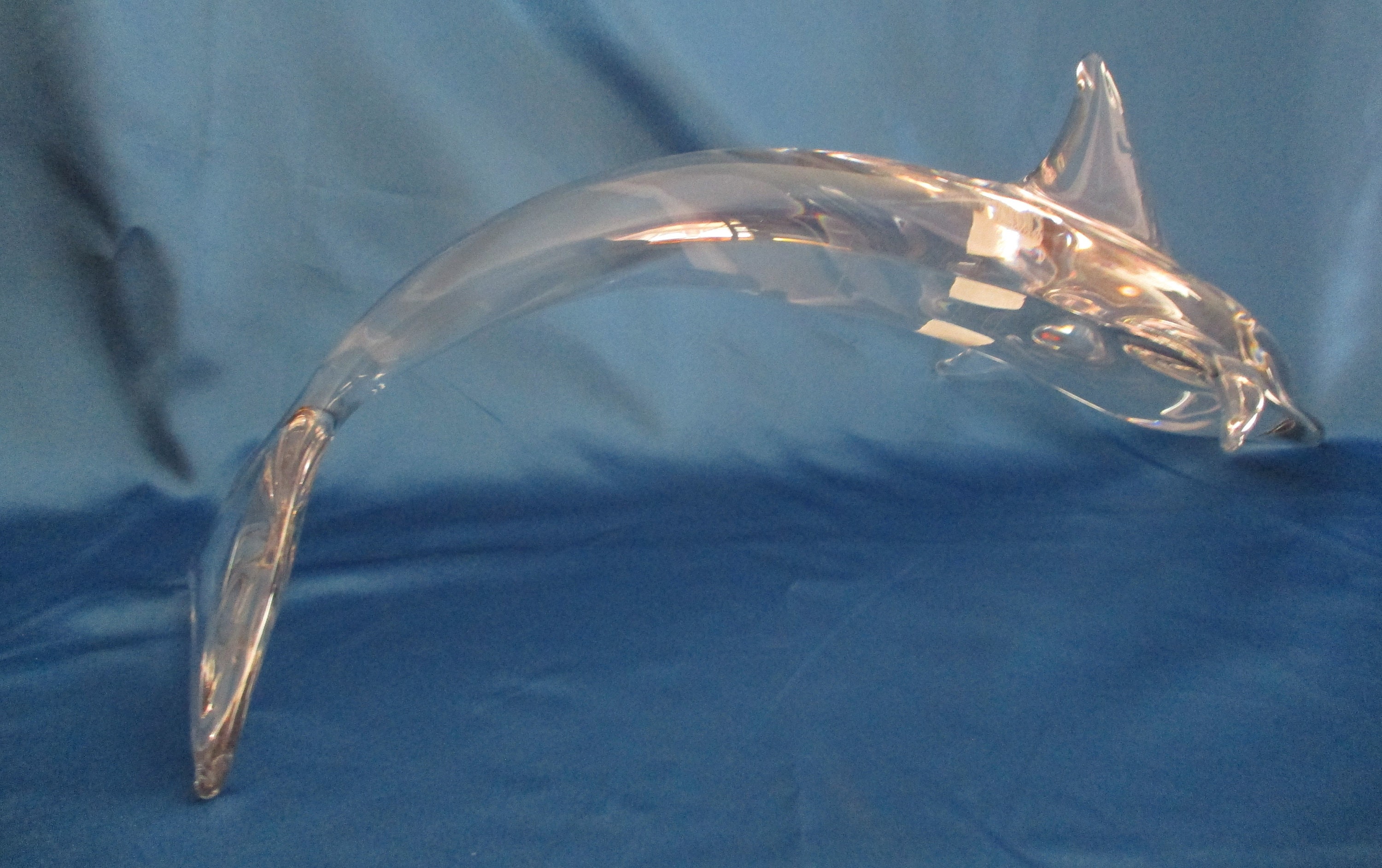 Daum France Crystal Clear Art Glass Jumping Dolphin Figurine Sculpture ...
