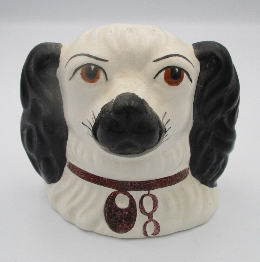 Vintage English Staffordshire Crocker Spaniel Dog Head Bank Copper ...