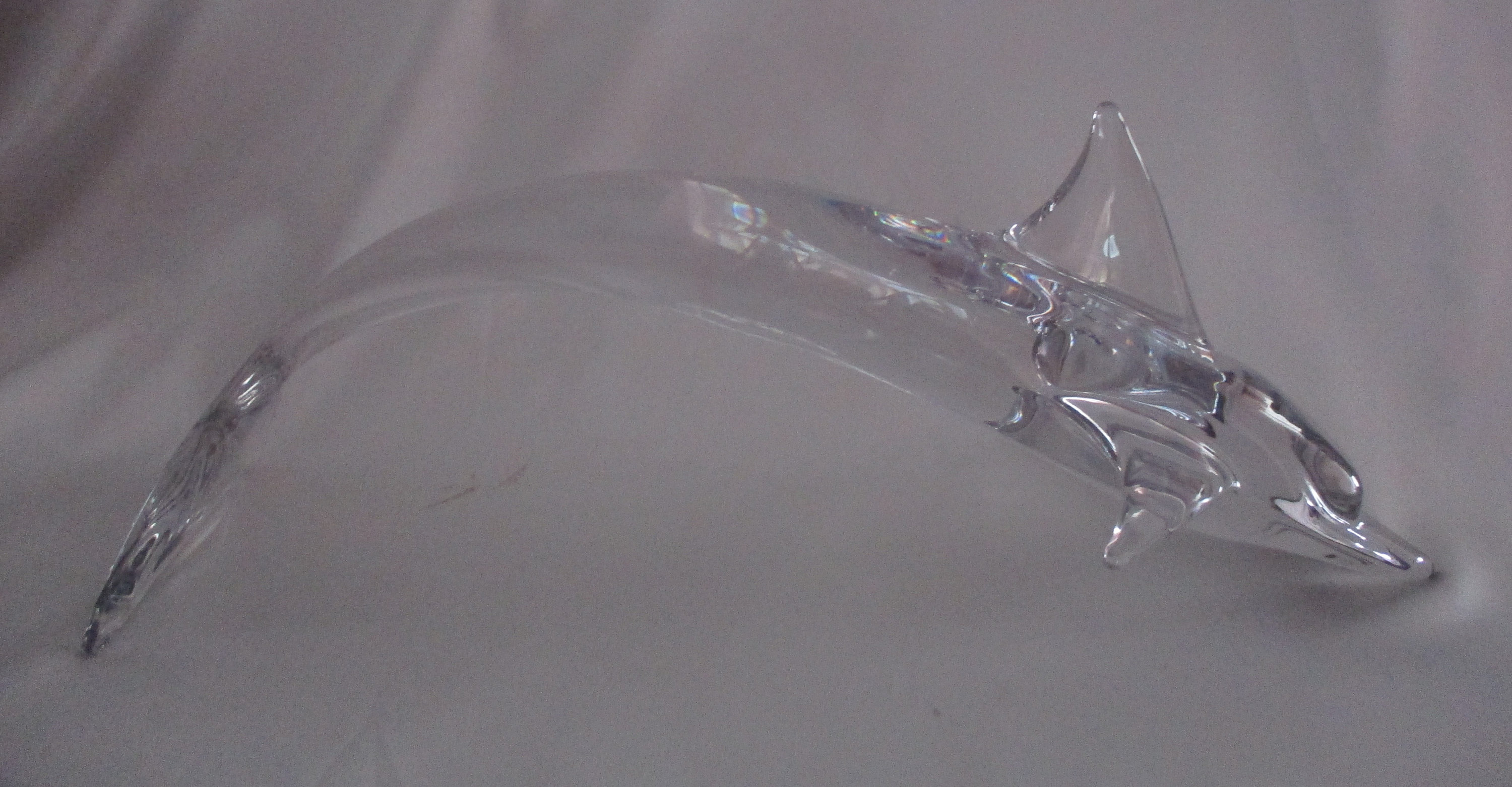 Daum France Crystal Clear Art Glass Jumping Dolphin Figurine Sculpture ...