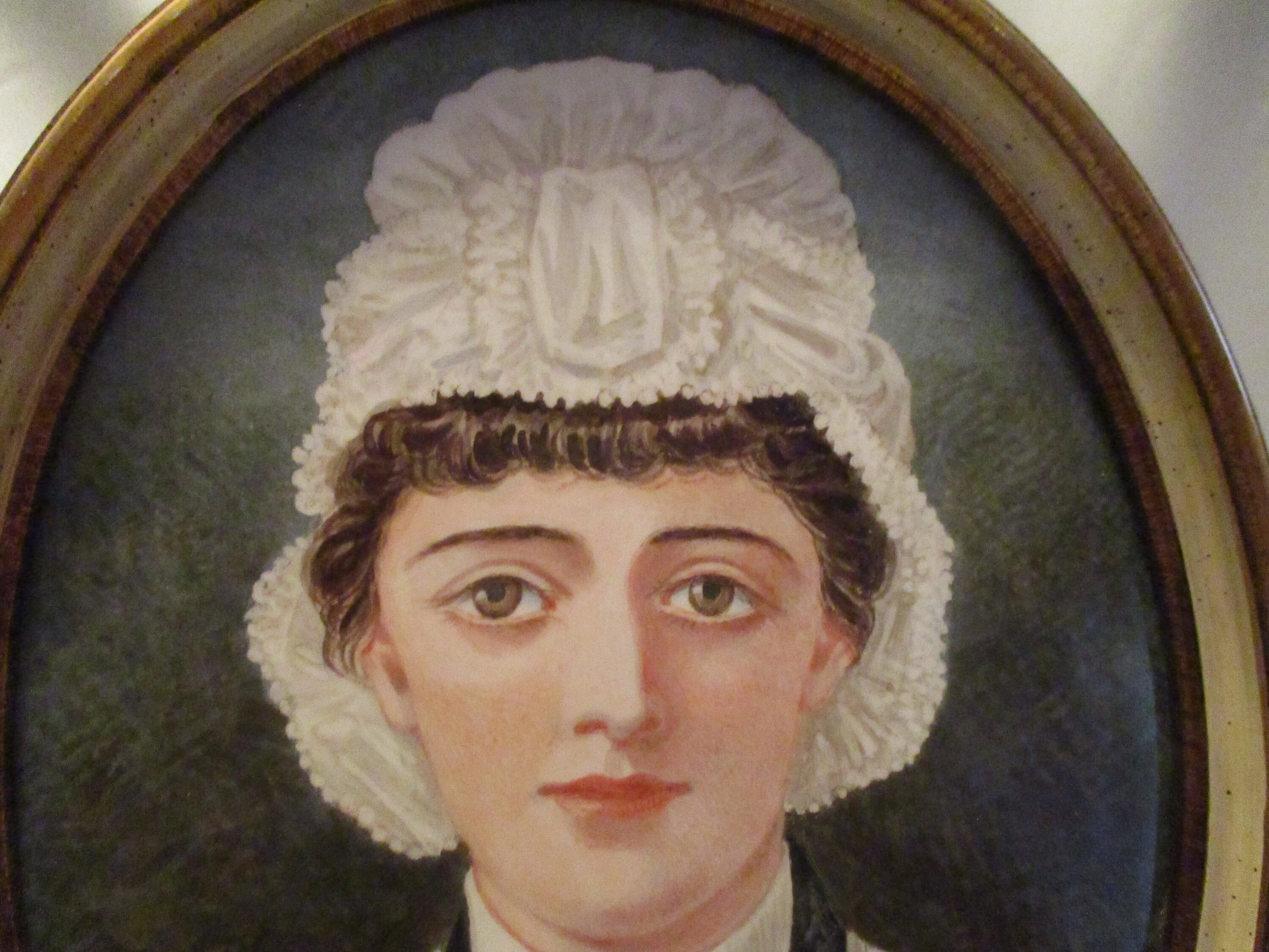 Hand Painted Irish Nurse's Portrait on Porcelain 19th Century Ruffled ...