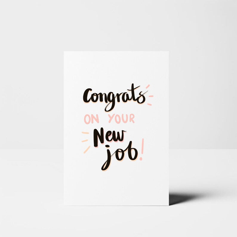 New Job Congratulations Card | Hand-illustrated Daisies | Black Writing ...