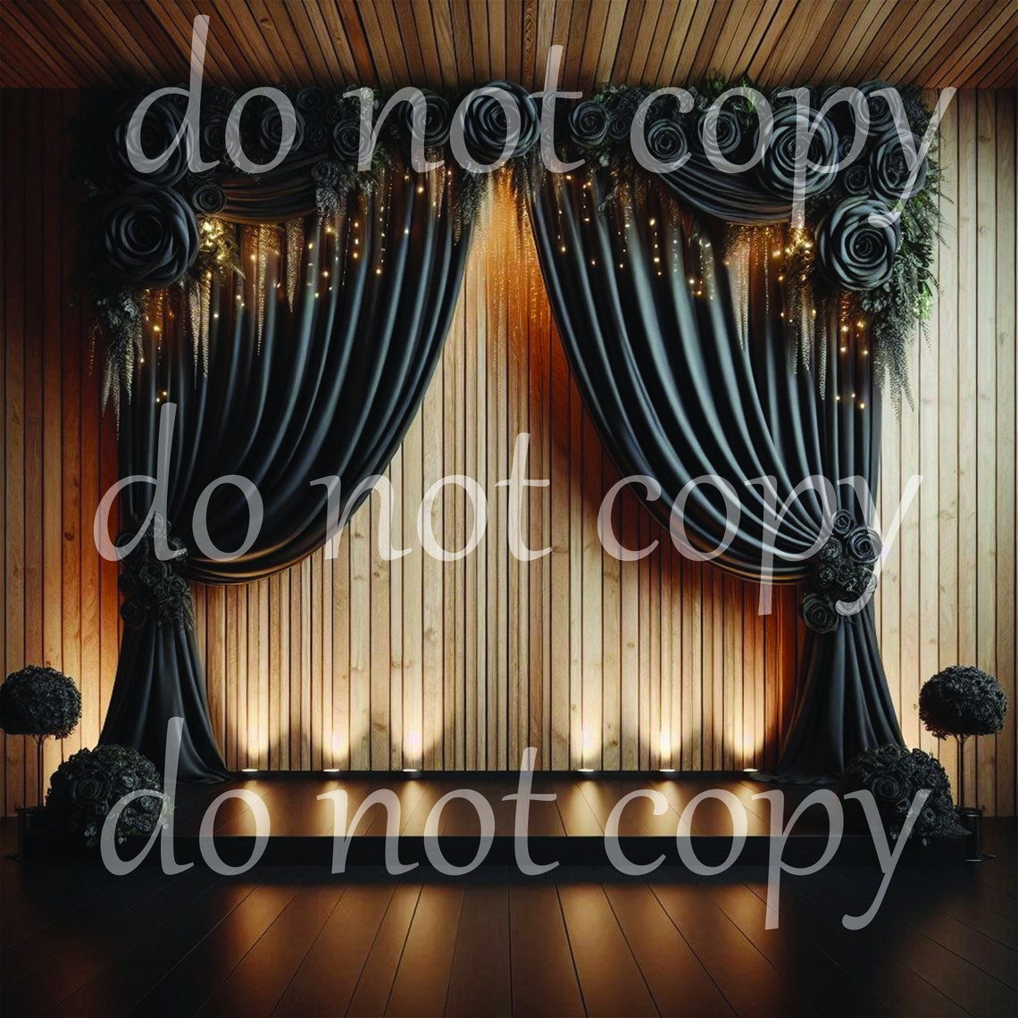 Digital Black Curtain Backdrop - Etsy