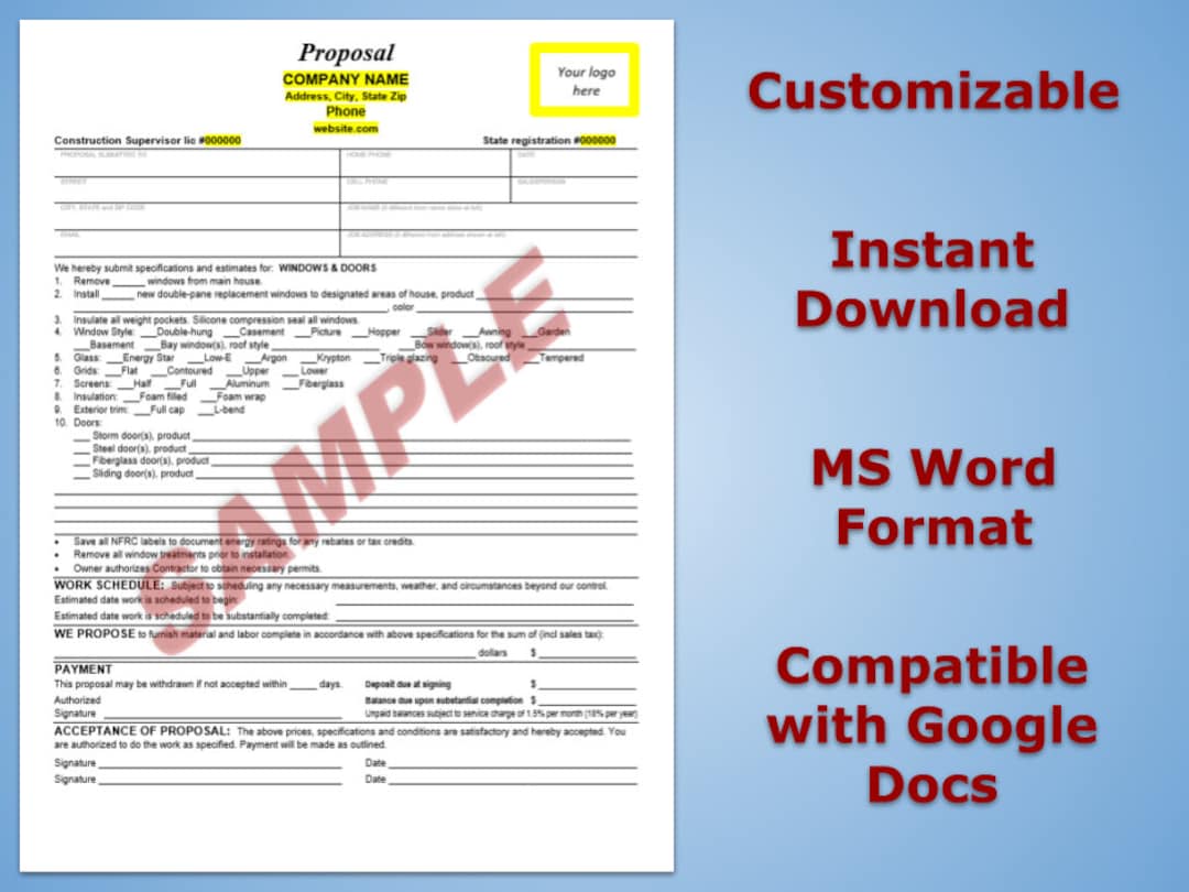Windows, Doors Proposal | Windows, Doors Contract | Windows, Doors ...