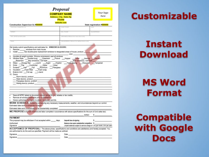Windows, Doors Proposal | Windows, Doors Contract | Windows, Doors ...
