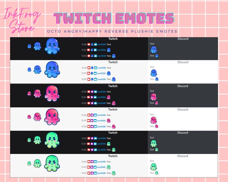 TWITCH EMOTES 6 Octopi Plushie Emotes Cute Digital - Etsy Australia