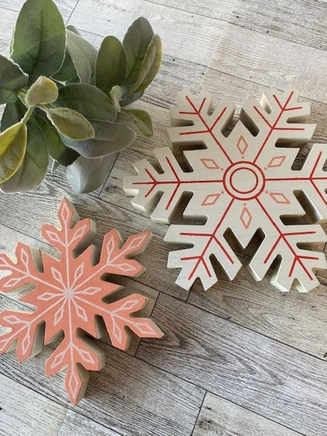 Stand Alone Wooden Snowflake Set - Etsy