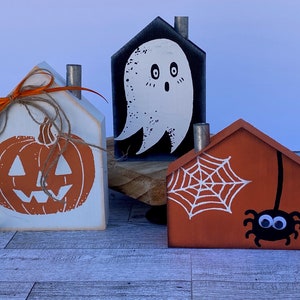 Handcrafted Halloween Wooden Block Houses - Etsy