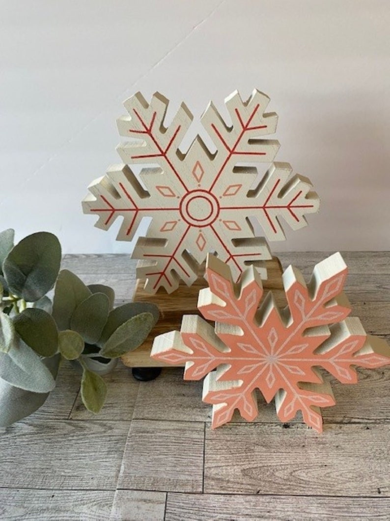 Stand Alone Wooden Snowflake Set - Etsy