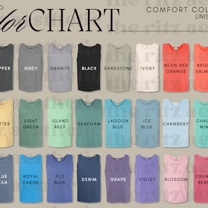 Comfort Colors 9360 Color Chart, Comfort Colors Tank Top Editable Color ...