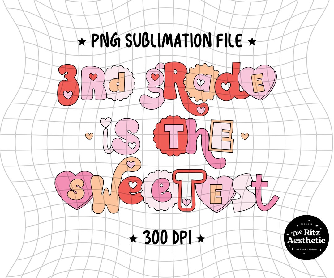 Retro Valentine's Day Third Grade PNG, Valentine's Day Teacher Png, 3rd ...