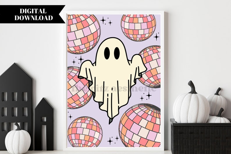 Disco Ghost Halloween Printable Wall Art Halloween - Etsy