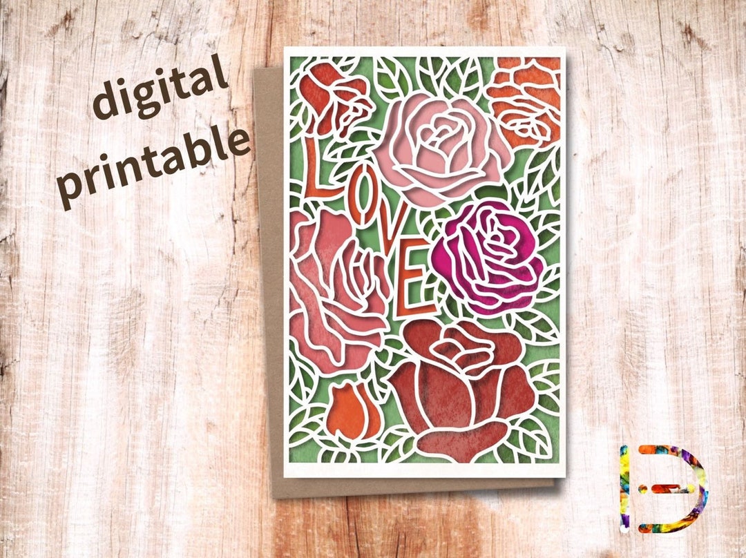 Printable Greeting Card, Card Digital, Paper Art Style, Holiday Card ...