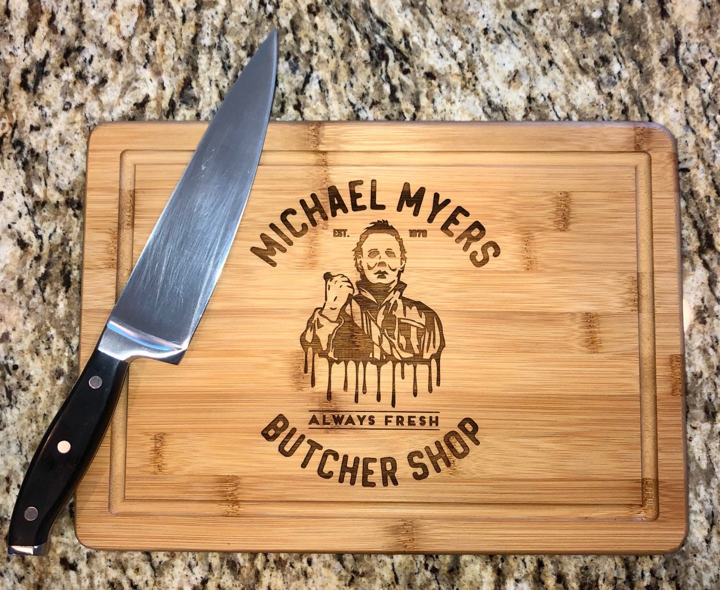 Halloween Theme Michael Myers Butcher Shop Cutting Board / Charcuterie ...