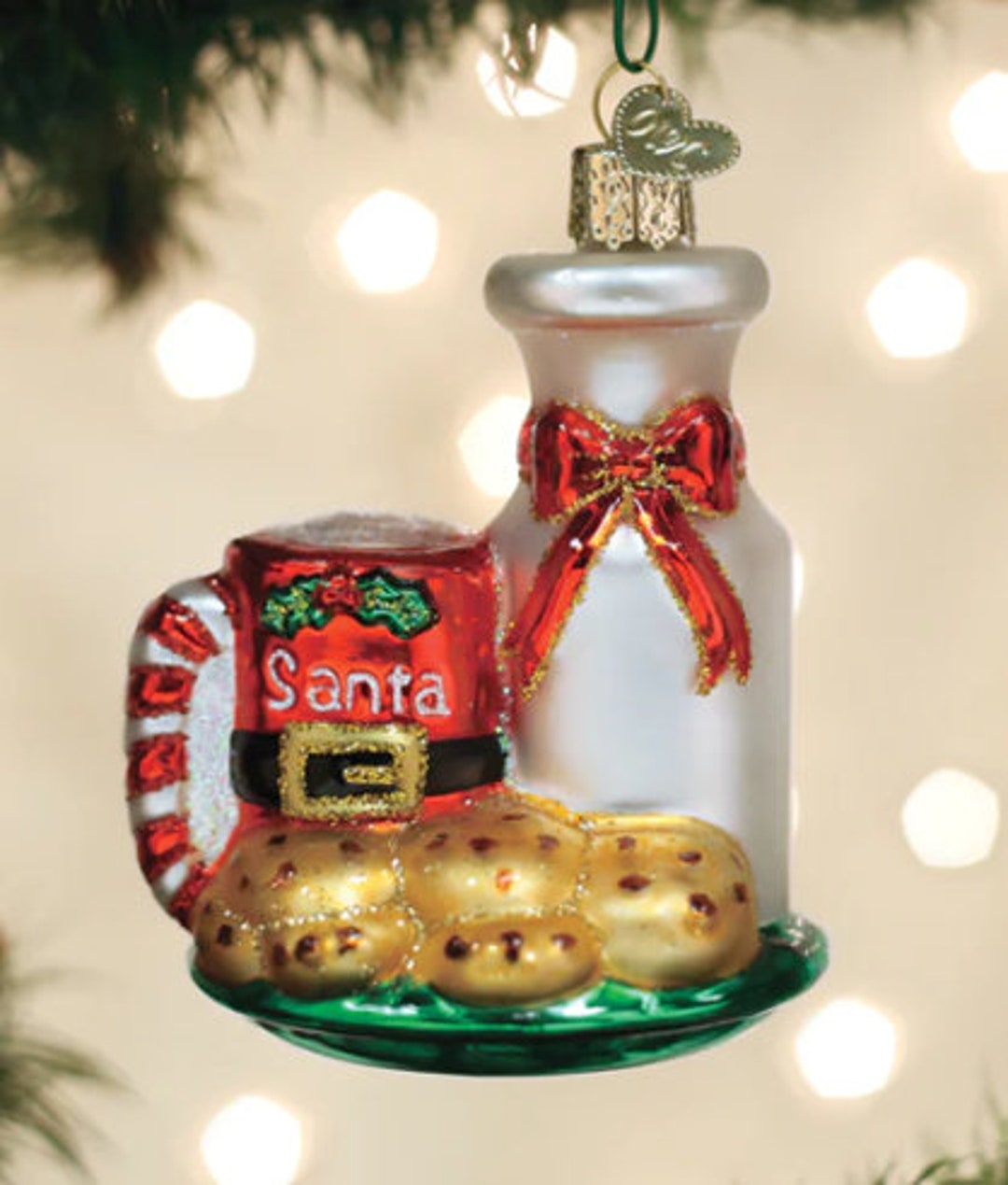 Santa's Milk & Cookies Glass Personalized Christmas Ornament - Etsy