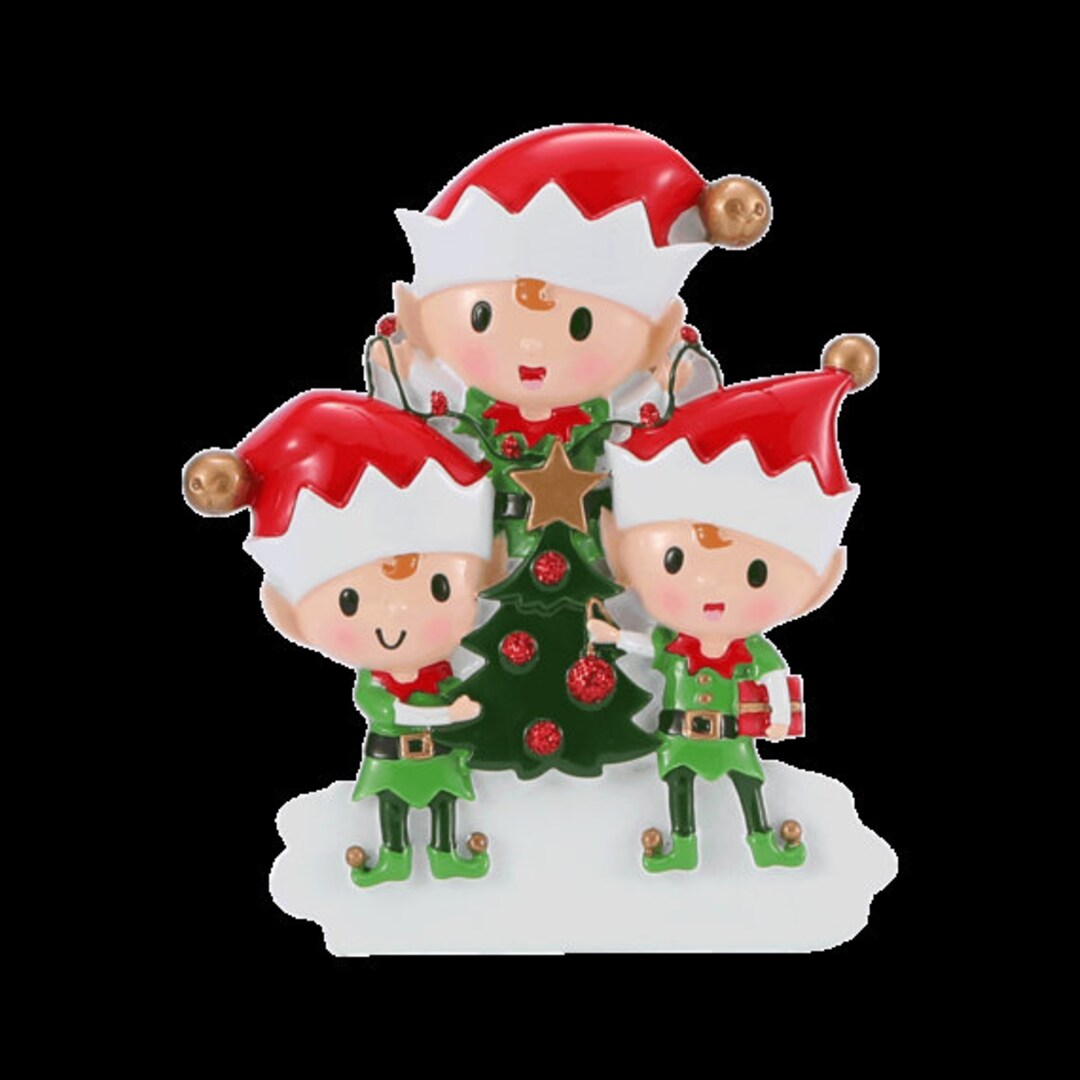 Elves Doing Things Family of 3 Personalized Christmas Ornament - Etsy