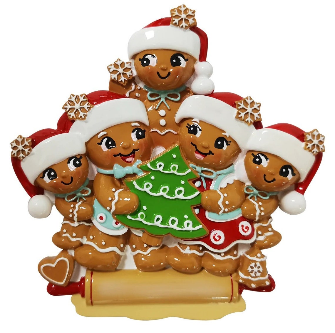 Nostalgic Gingerbread Family of 5 Personalized Christmas - Etsy