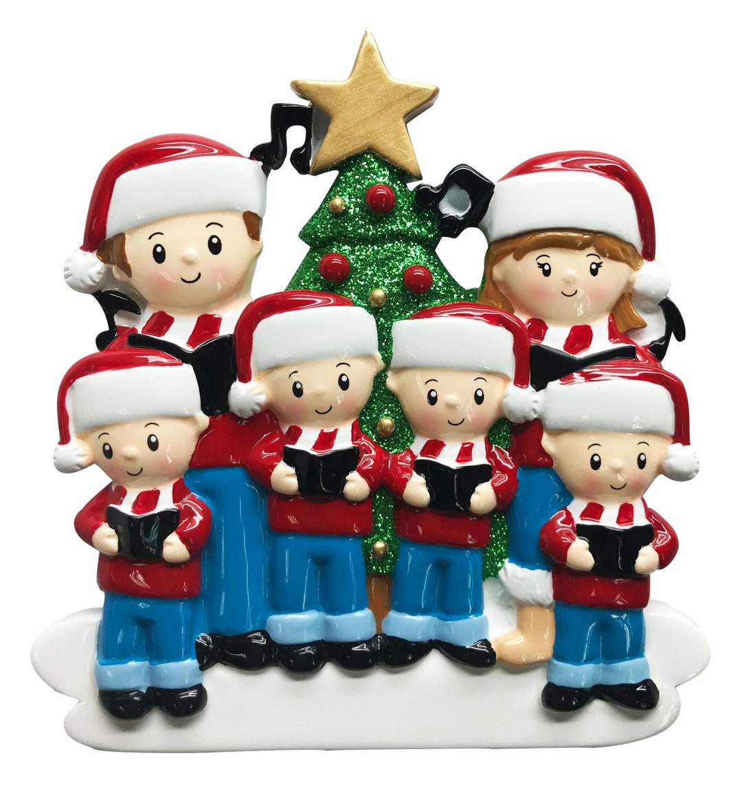 Caroling Family of 6 Christmas Tree Singing Personalized Christmas ...