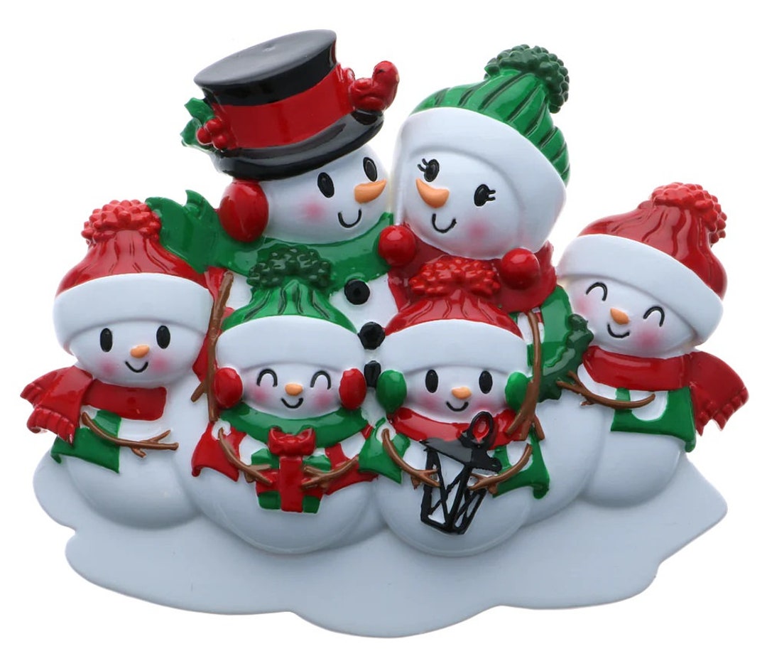 Snowman Family of 6 Personalized Christmas Ornament - Etsy