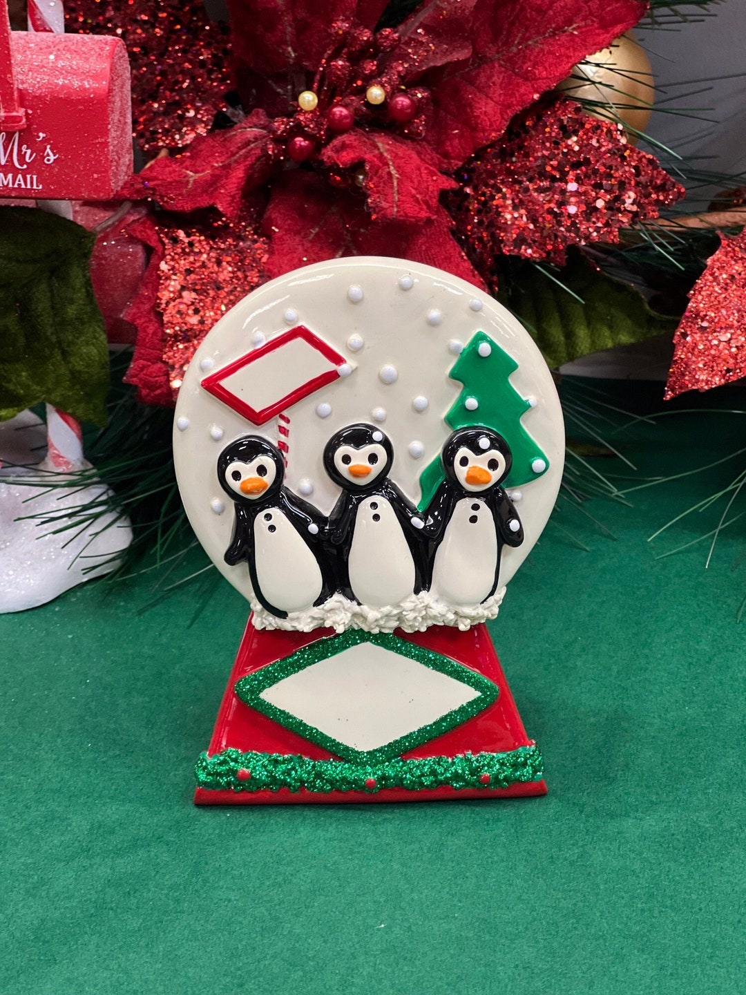 Penguin Snow Globe Family of 3 Table Topper Christmas Ornaments - Etsy