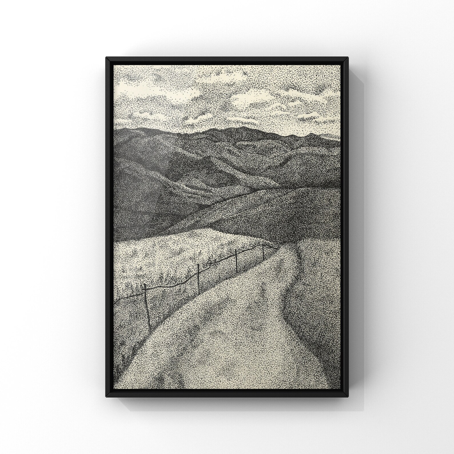 Black and White Landscape Art Print | Foothills Wall Art | Minimalist ...