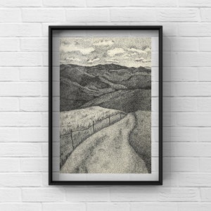 Black and White Landscape Art Print Foothills Wall Art Minimalist ...