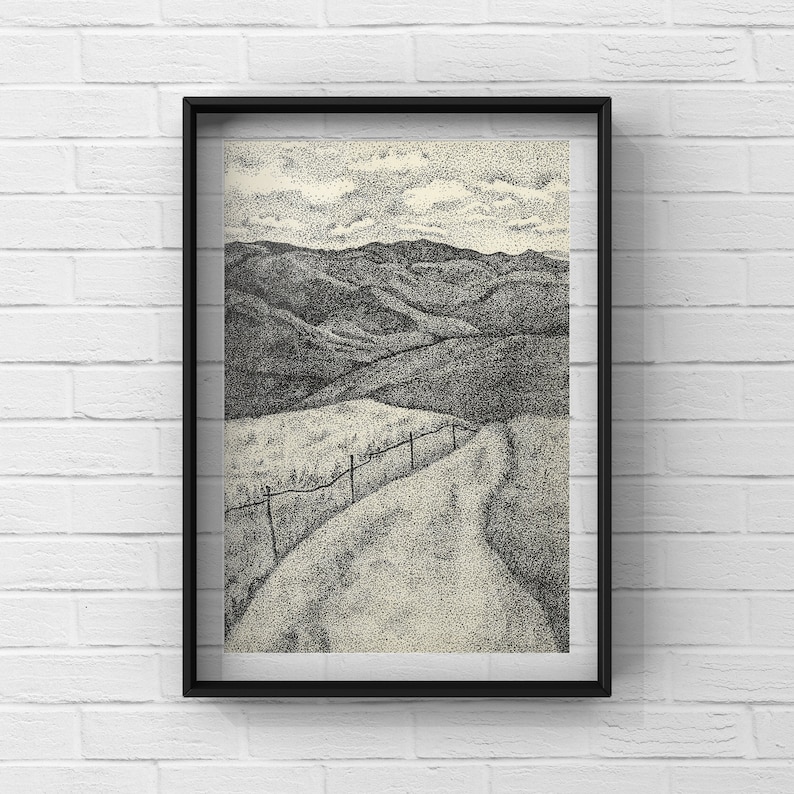 Black and White Landscape Art Print | Foothills Wall Art | Minimalist ...