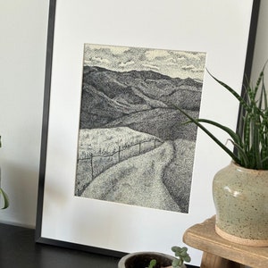 Black and White Landscape Art Print Foothills Wall Art Minimalist ...