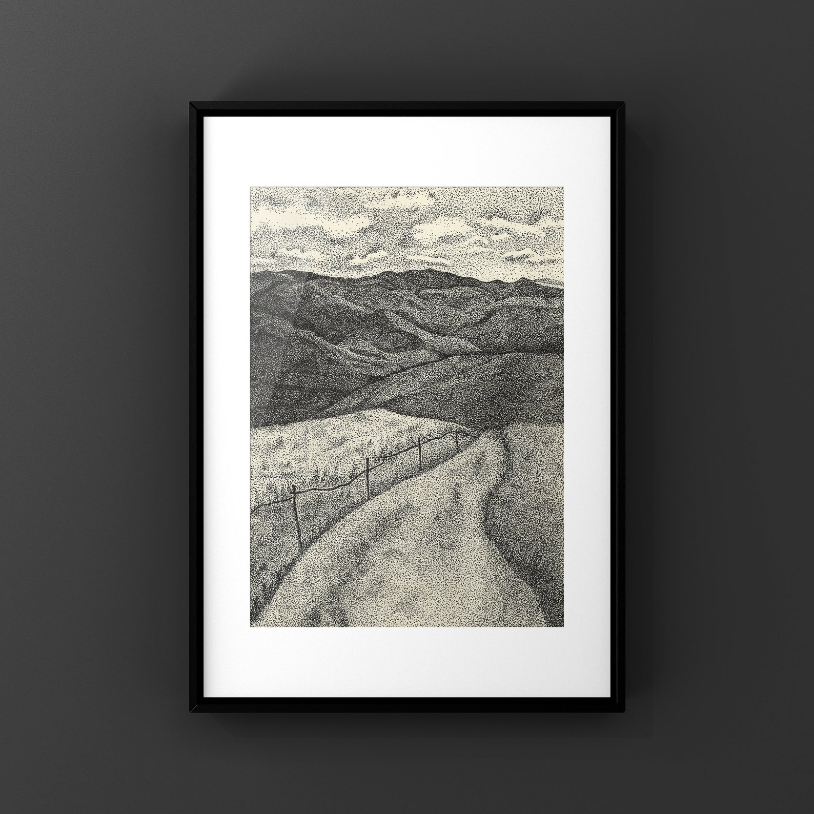 Black and White Landscape Art Print | Foothills Wall Art | Minimalist ...