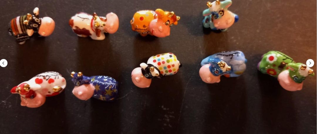 French Hippo Feves: Miniature Porcelain Figurines, Set of 9 - Etsy