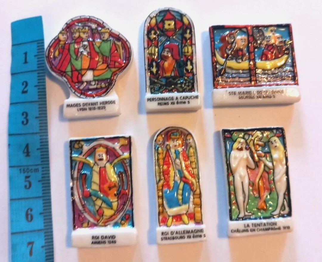 French Feves Porcelain Figurines 6 Stained Glass Style - Etsy