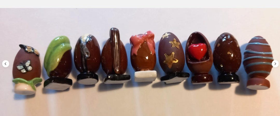 French Feves Set: Miniature Chocolate Egg Figurines, Dollhouse Easter ...