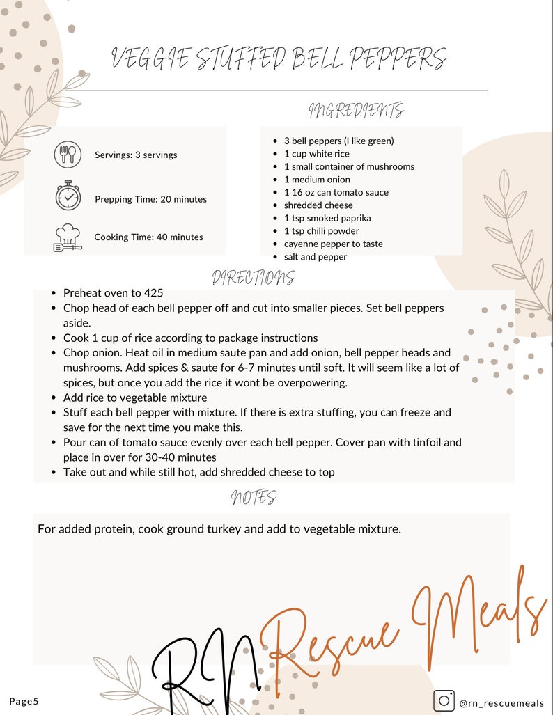 PDF Meal Plan: Shopping List and Recipes for Registered Nurses and ...