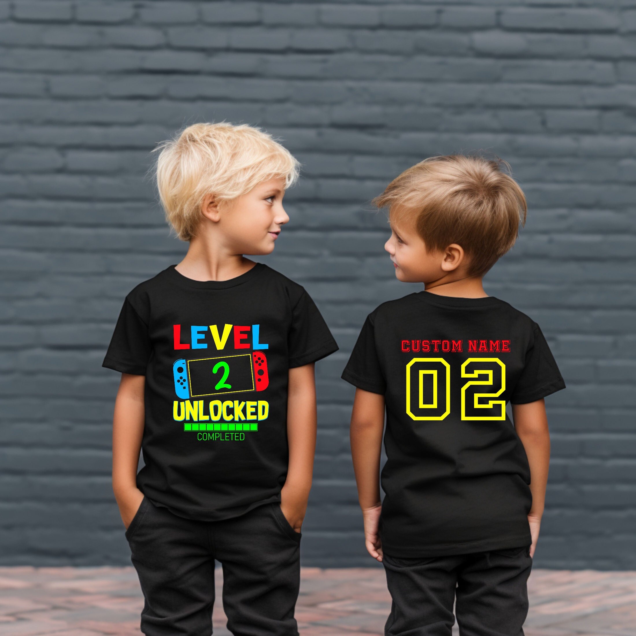 Level 2 Unlocked T-shirt, Front AND Back Print Birthday Boy Sweatshirt ...