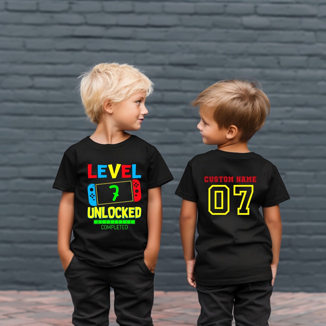 Custom Level 7 Unlocked Youth Shirt,front AND Back Print Birthday Boy ...