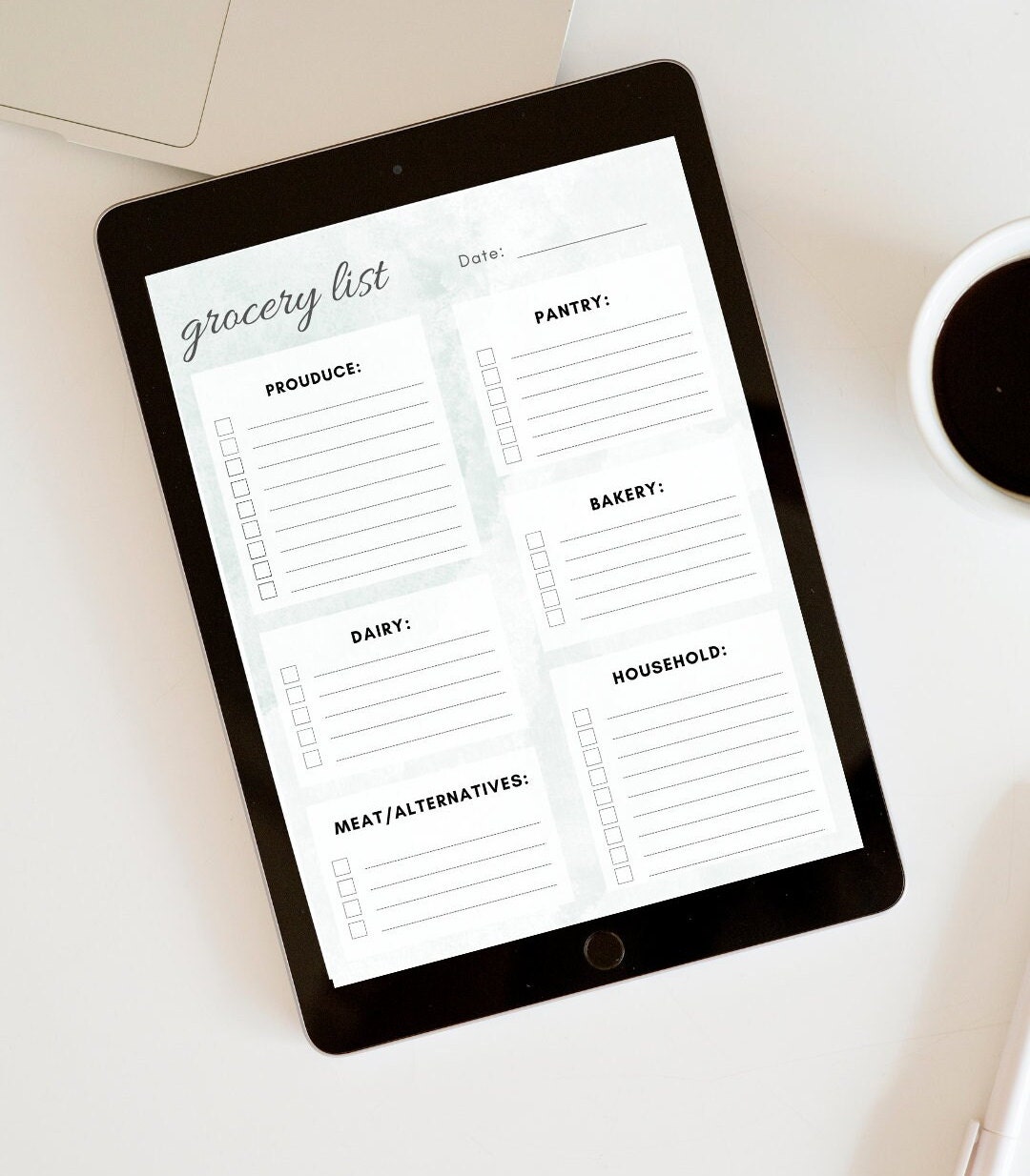 INSTANT DOWNLOAD Printable Grocery List, Grocery List Planner, Grocery ...