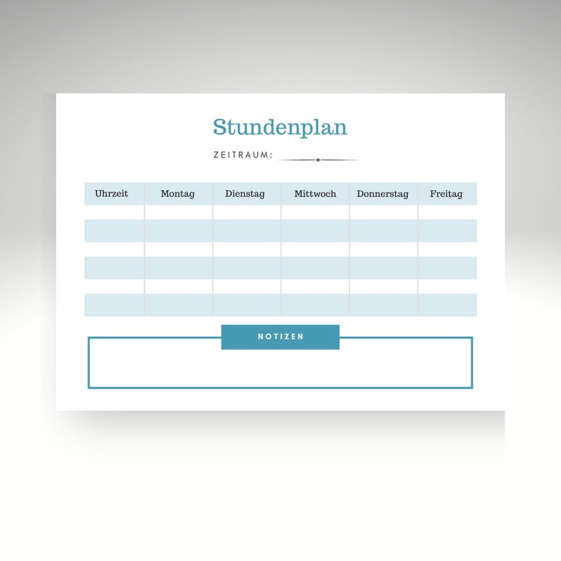 Timetable - Set | 5 Pieces | Instant Download | A4 | Printable | Simply ...