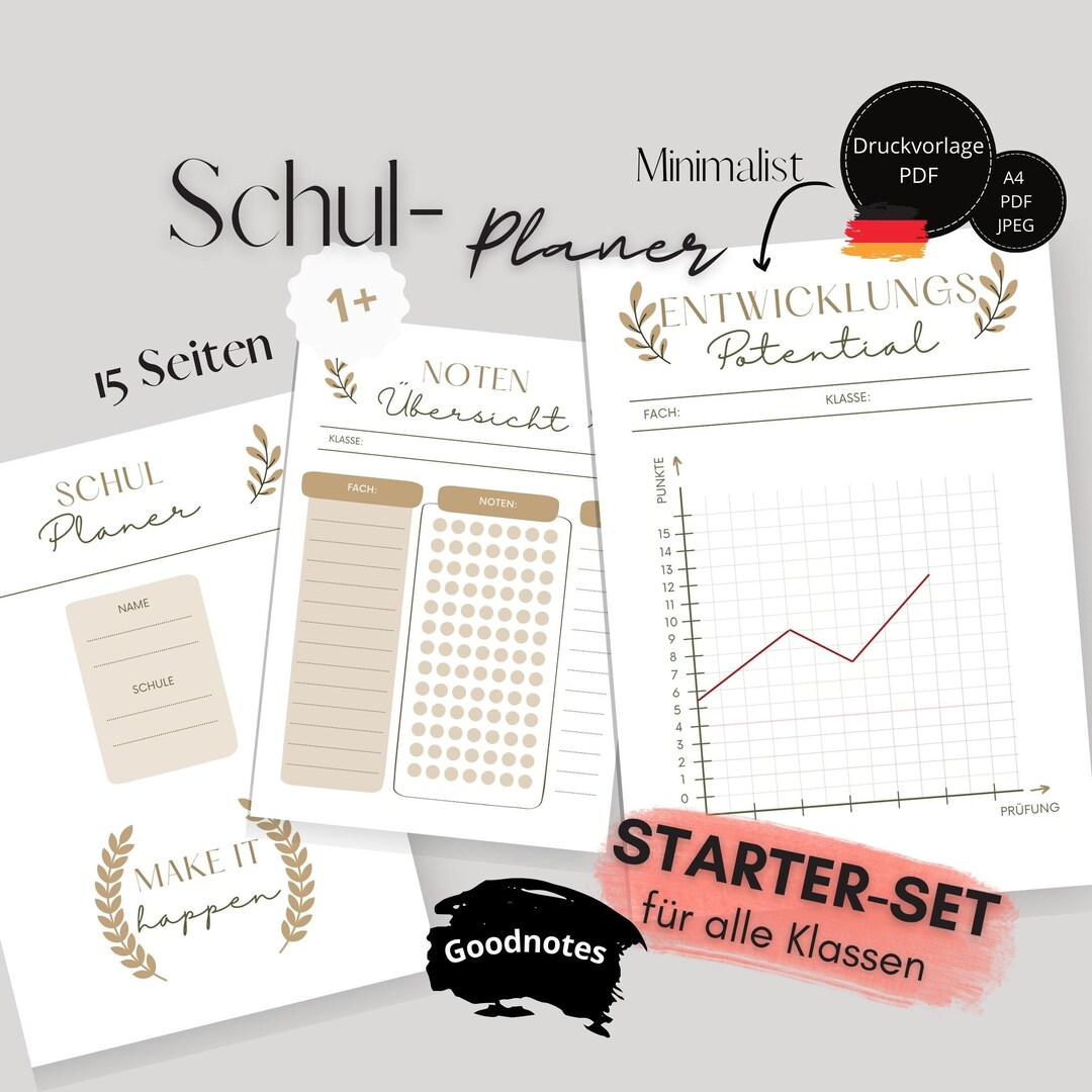 School Planner | Digital Homework Book | Homework Planner | German - Etsy