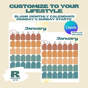 Canva Template Rustic Rudy Calendar Series 2023 Calendar - Etsy