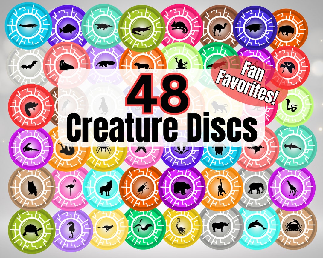 Creature Disks Animal Power 48 Bundle- Printable DIY Dramatic and ...