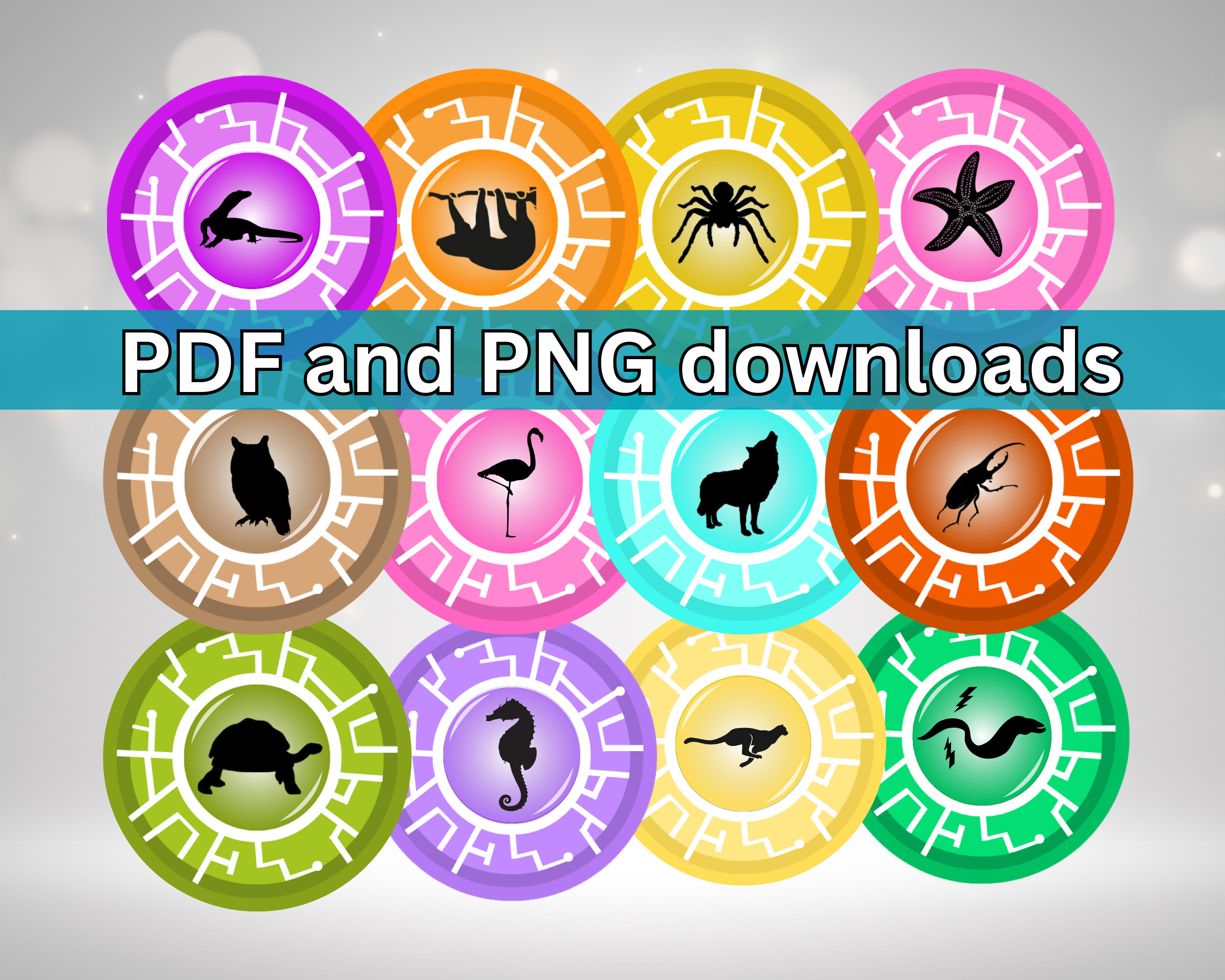 Creature Disks Animal Power 48 Bundle- Printable DIY Dramatic and ...