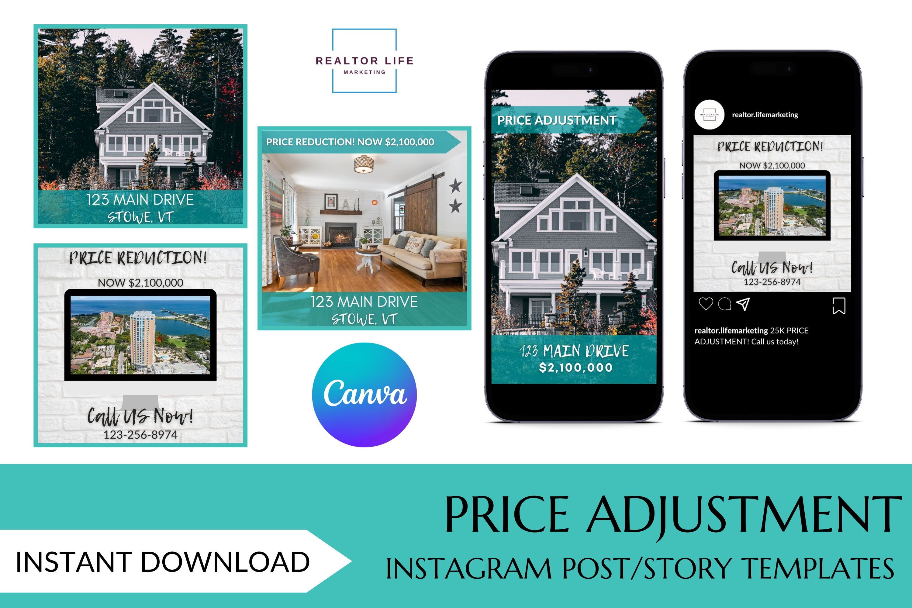 Real Estate Price Adjustment Marketing Set Marketing Templates ...